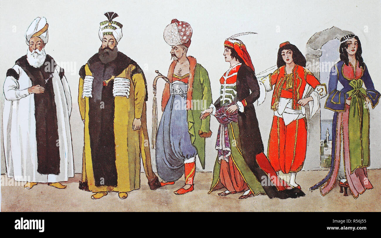 Fashion, historical clothes, folk costumes in Turkey from 1800, 1825 ...