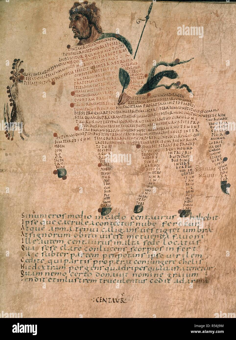 Illustration of the constellation Centaur, with text. Harley Aratus ...