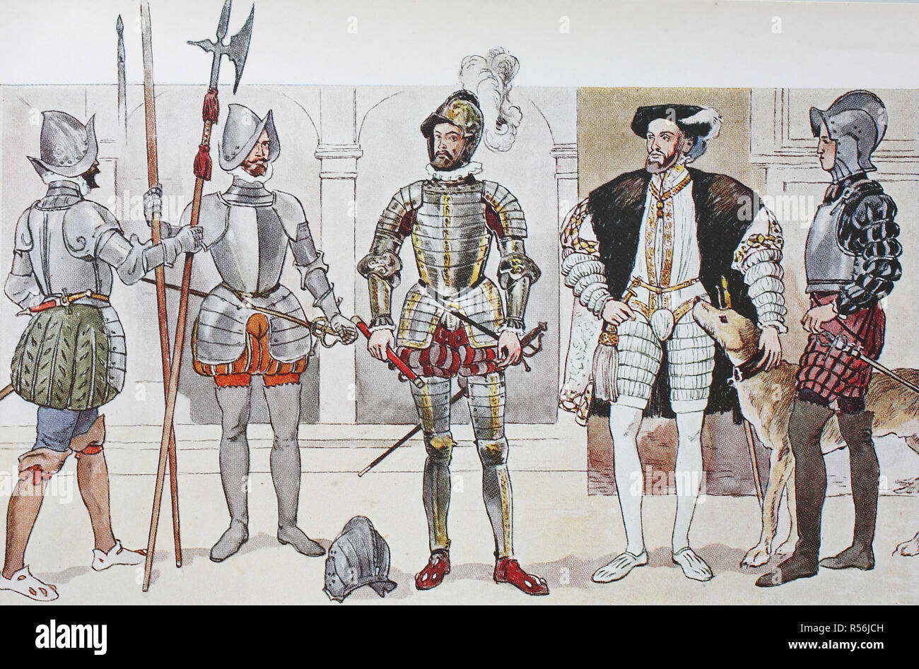 Fashion, historical clothing in Spain, around 1540 -1590, from left ...