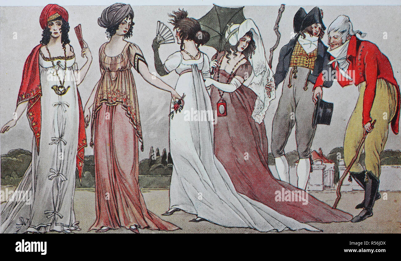 Fashion, historical clothing in France at the time of the Revolution ...