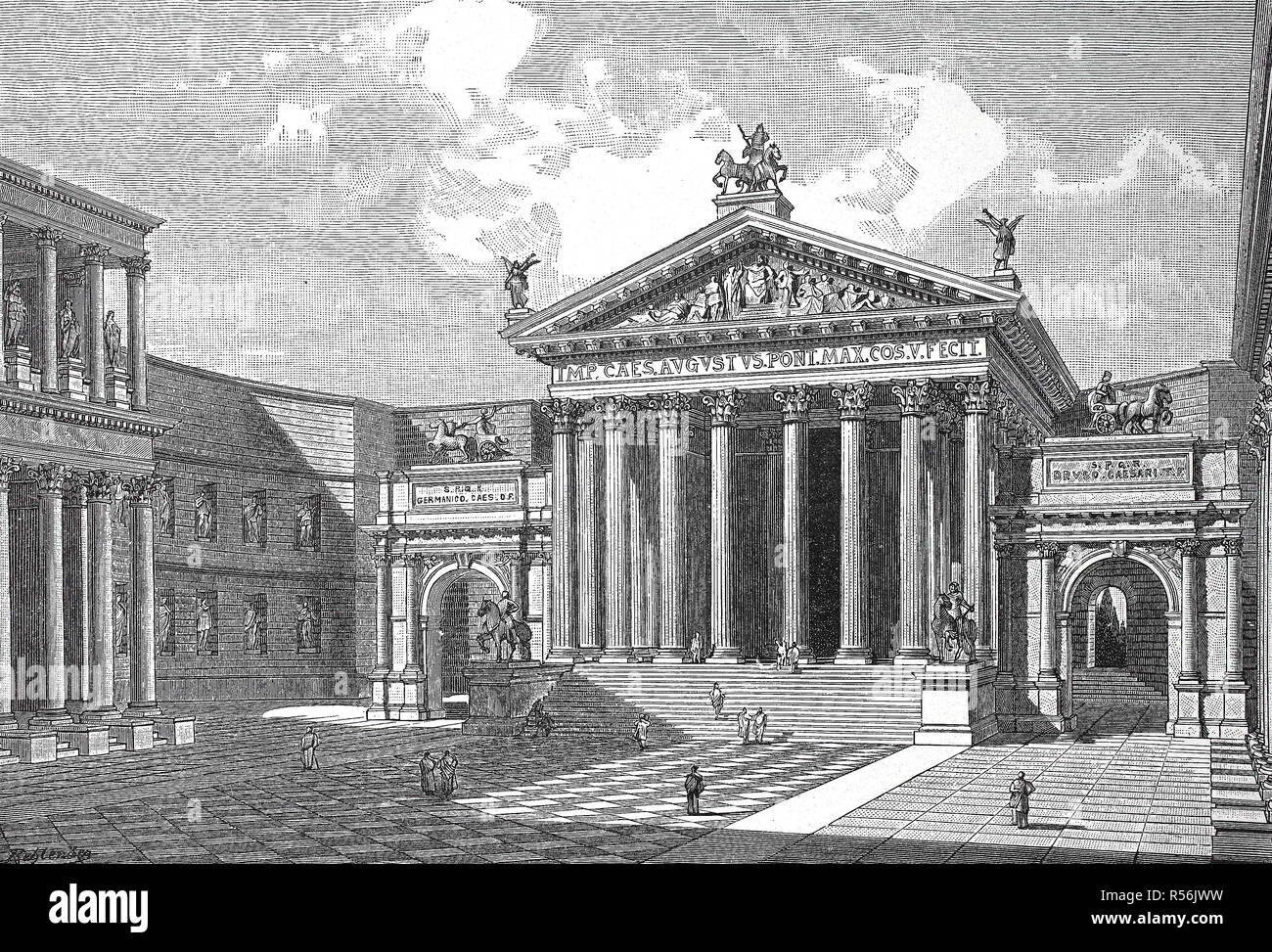The Forum of Augustus, Foro di Augusto, Rome, 1880, woodcut, Italy ...