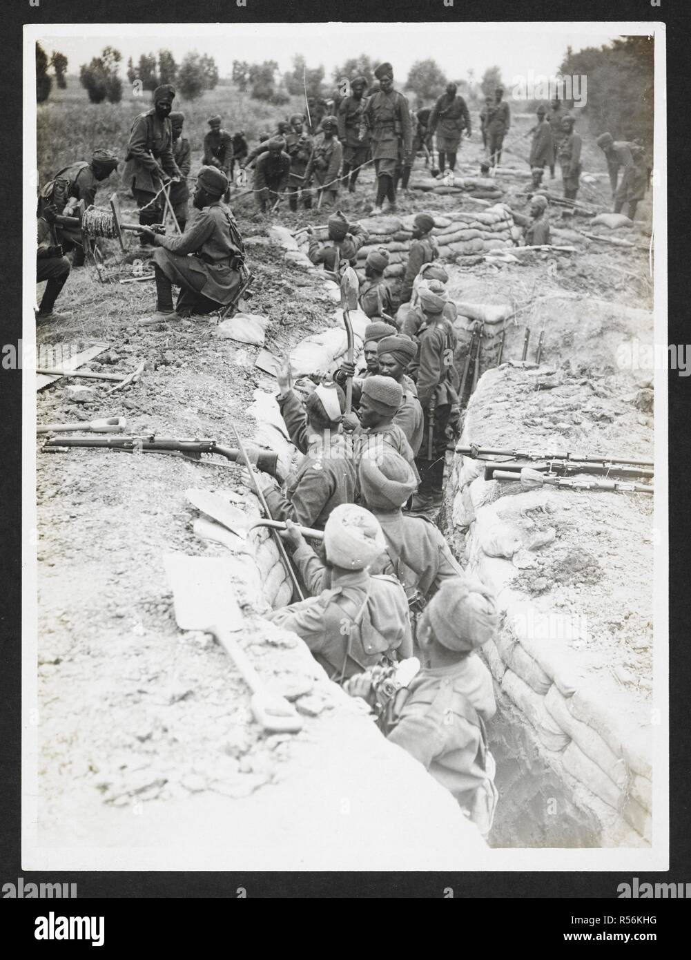 Indian infantry digging trenches [Fauquissart, France]. 9 August 1915 ...