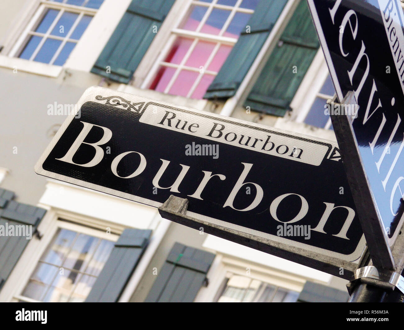 Bourbon Street signage in New Orleans, Louisiana French Quarter Stock ...