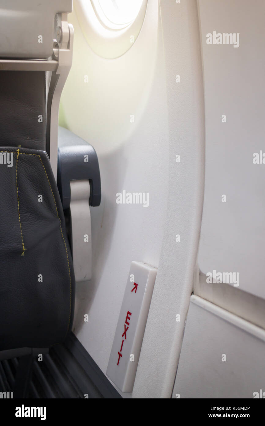 Airplane Cabin Emergency Safety Sign Stock Photo - Alamy