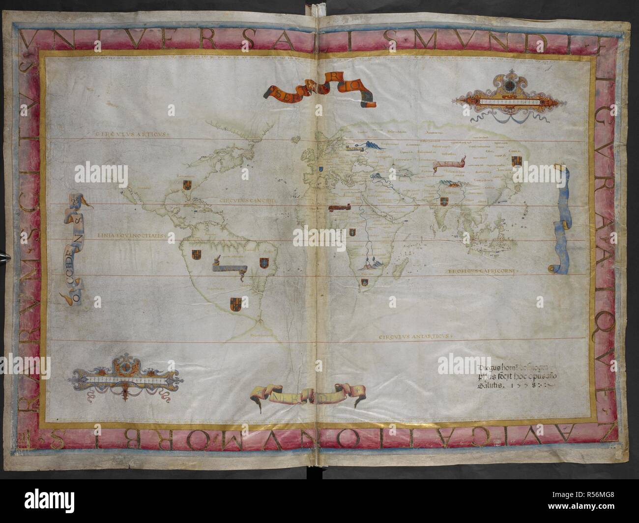 Map of the World. Queen Mary Atlas. 1558. Source: Add. 5415 A, ff.7v-8 ...