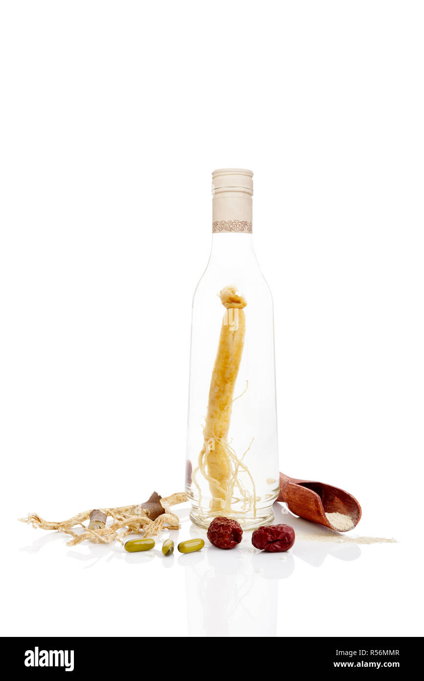 Ginseng root preserved in alcohol Stock Photo - Alamy