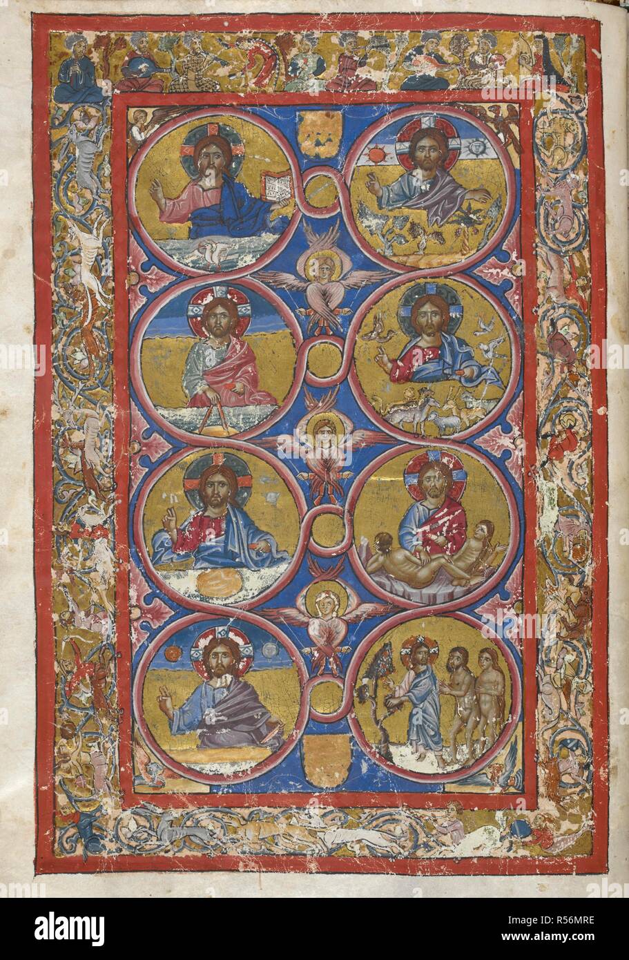 Eight roundels showing Creation scenes as given in Genesis, from the ...