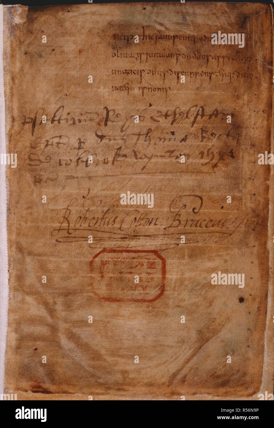 A note by Thomas Dackomb and Sir Robert Cotton's signature. Gallican ...