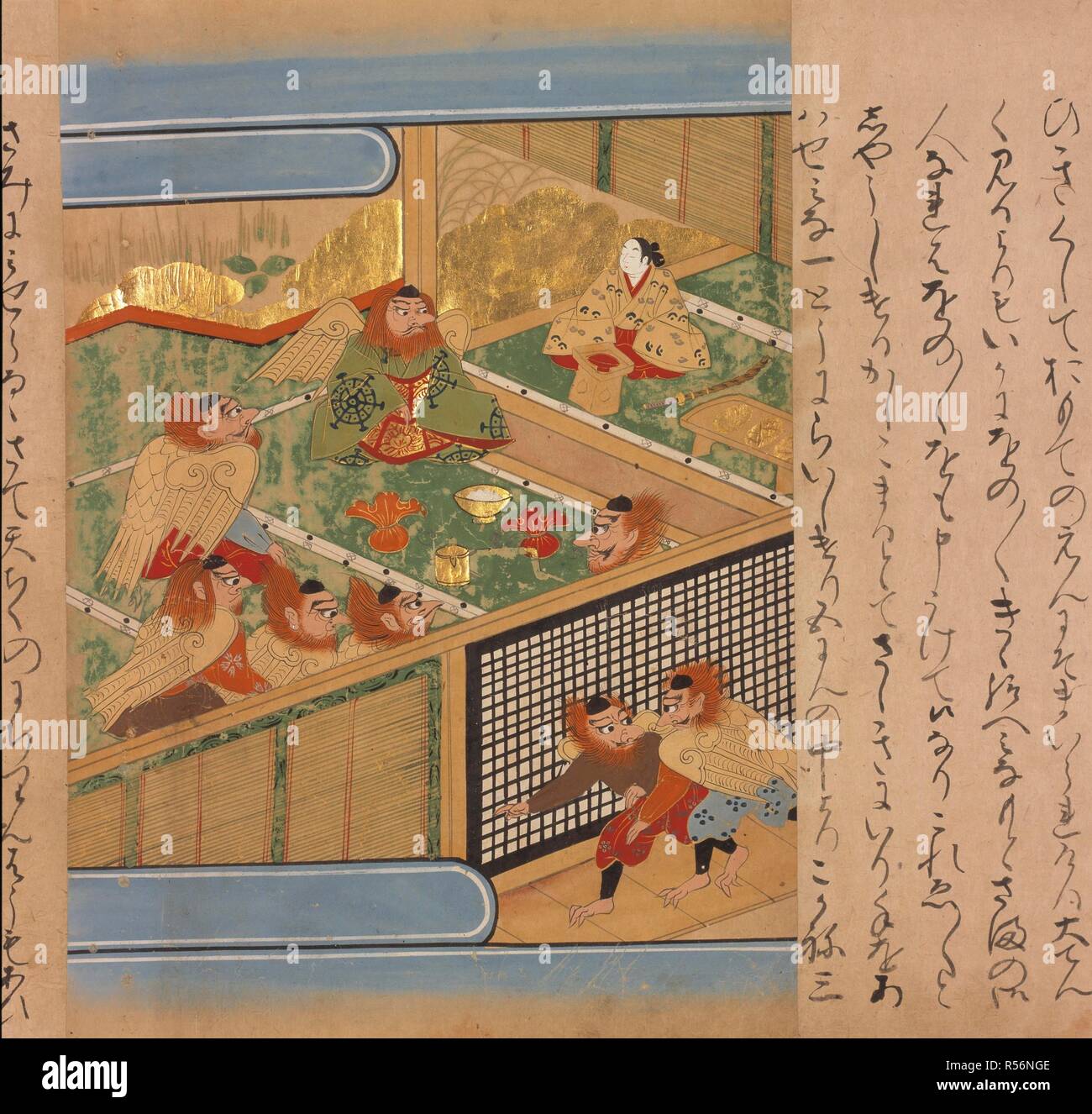 Tengu no dairi emaki the palace of the long nose hi-res stock ...