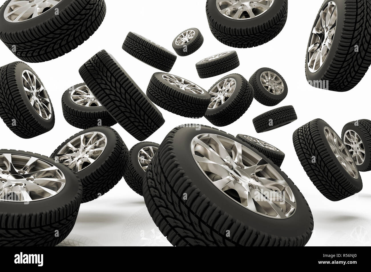 A large group of tires against a white background Stock Photo - Alamy