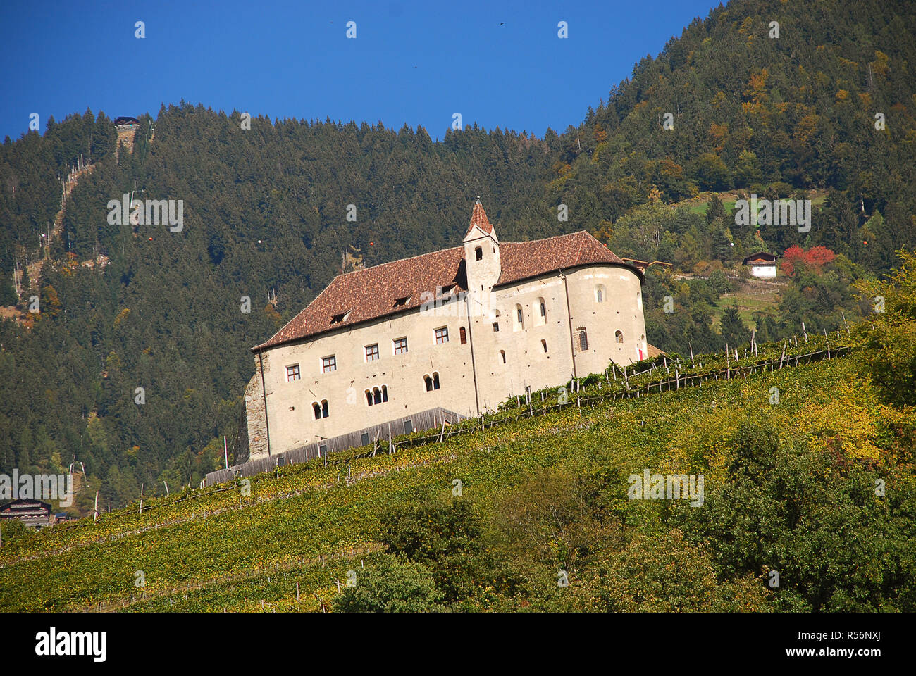Tyrol Castle in Tirolo, South Tyrol, Italy. Tyrol Castle is home to the ...