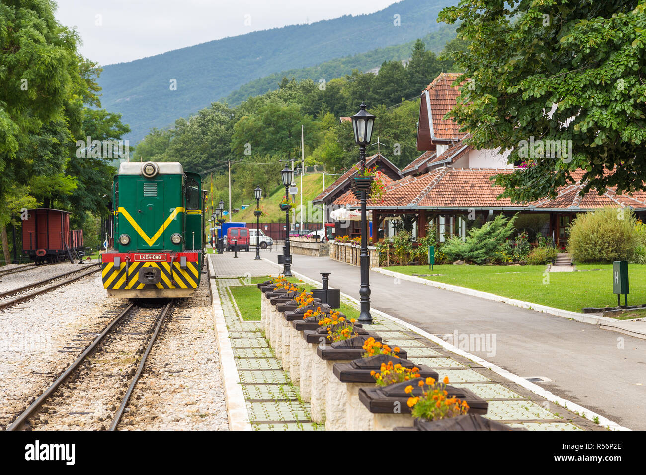 Mokra Gora, Serbia- 15 August 2015: Railway station on Mokra Gora in ...