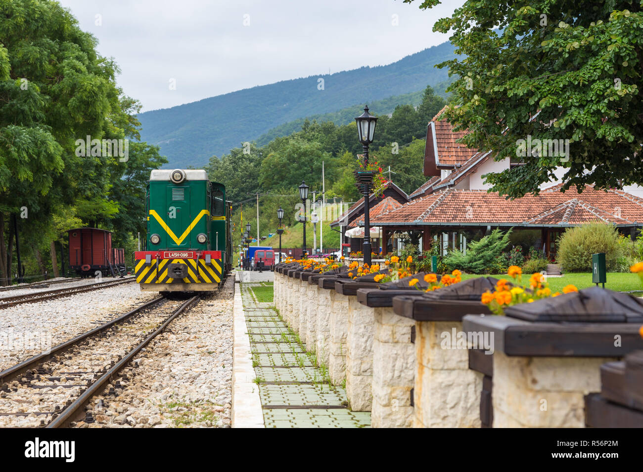 Mokra Gora, Serbia- 15 August 2015: Railway station on Mokra Gora in ...
