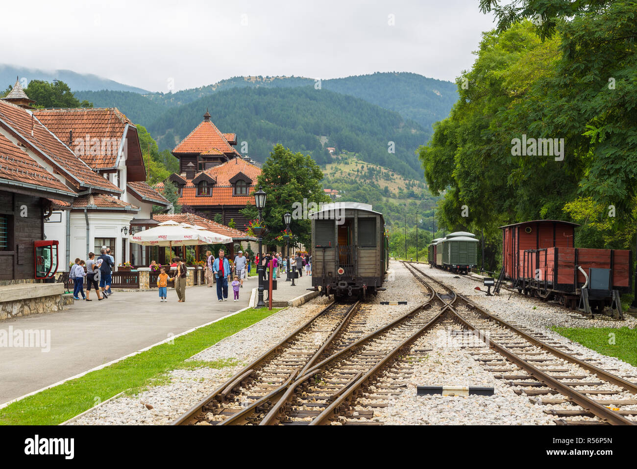 Mokra Gora, Serbia- 15 August 2015: Railway station on Mokra Gora in ...