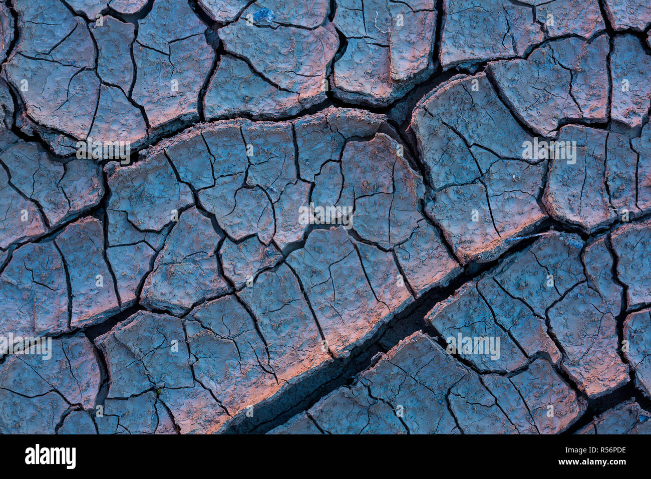 Soft light reflects on cracked mud in the Paria canyon system in Utah ...
