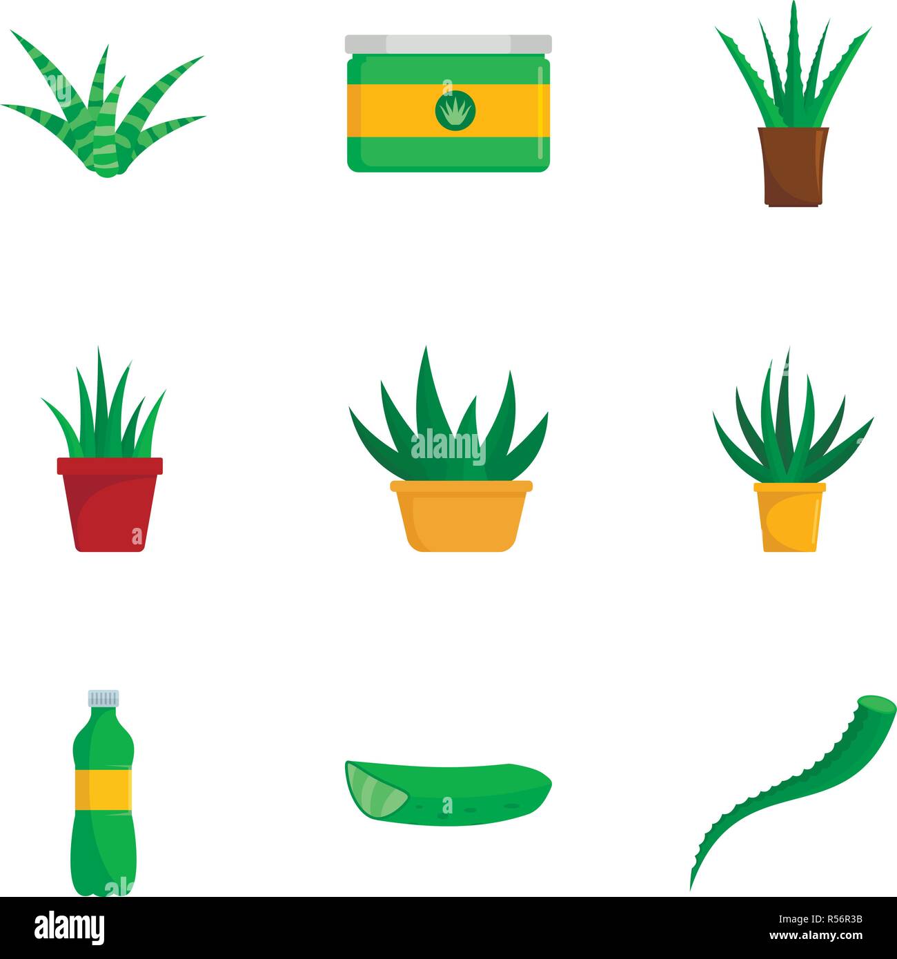 Aloe vera icon set. Flat set of 9 aloe vera vector icons for web design ...