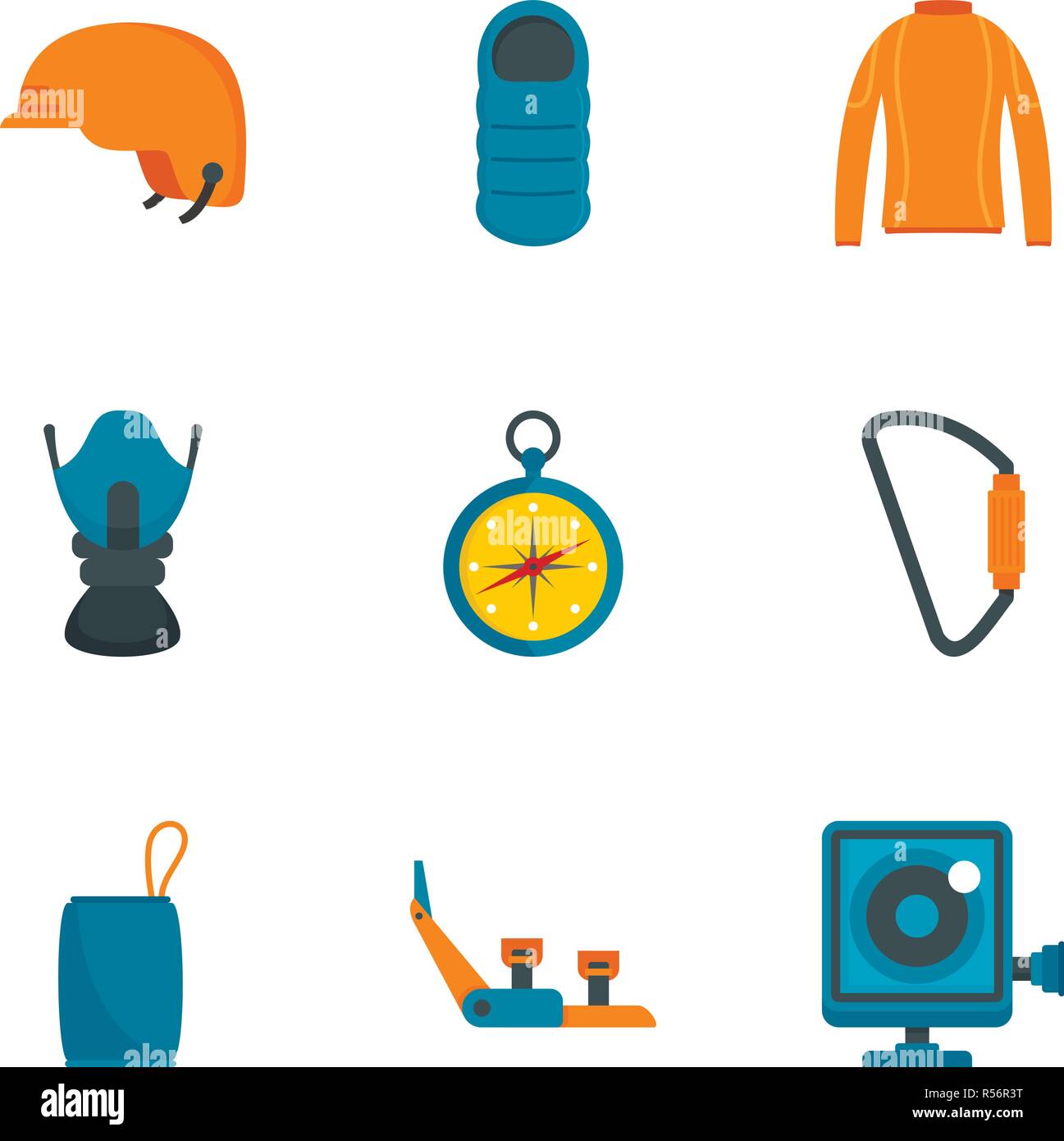 Climbing icon set. Flat set of 9 climbing vector icons for web design ...