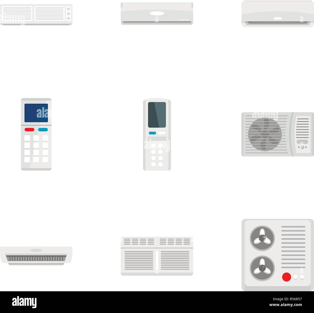 Air conditioner icon set. Flat set of 9 air conditioner vector icons ...