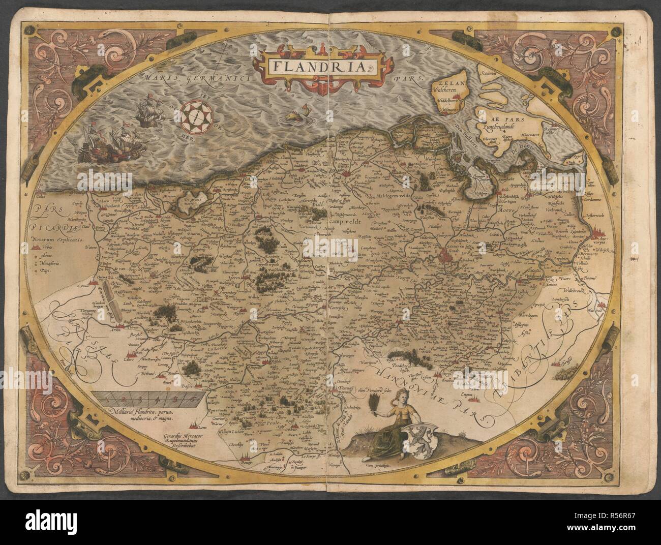 Belgium. The Mercator atlas of Europe. 1570-1572. Map of Belgium. Image ...