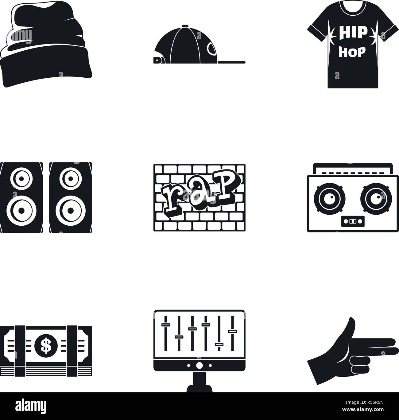 Rap icon set. Simple set of 9 rap vector icons for web design on white ...