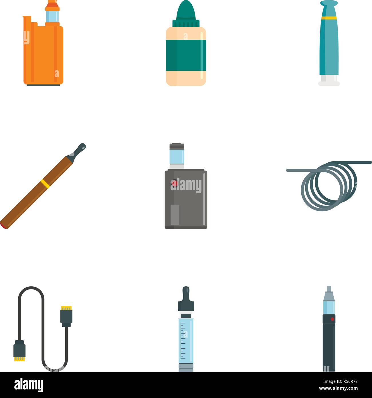 Vapor device icon set. Flat set of 9 vapor device vector icons for web ...