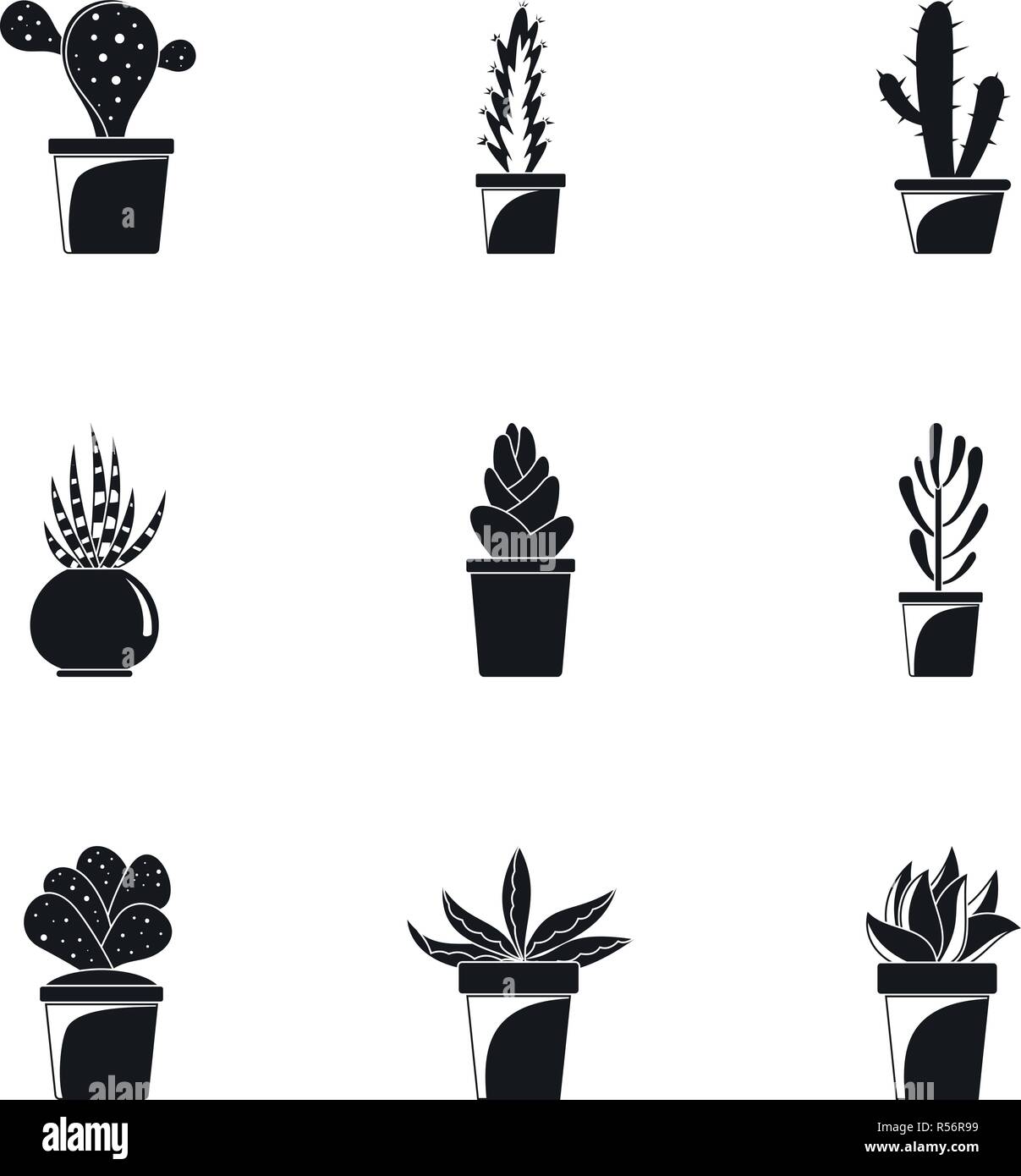 Home cactus icon set. Simple set of 9 home cactus vector icons for web ...