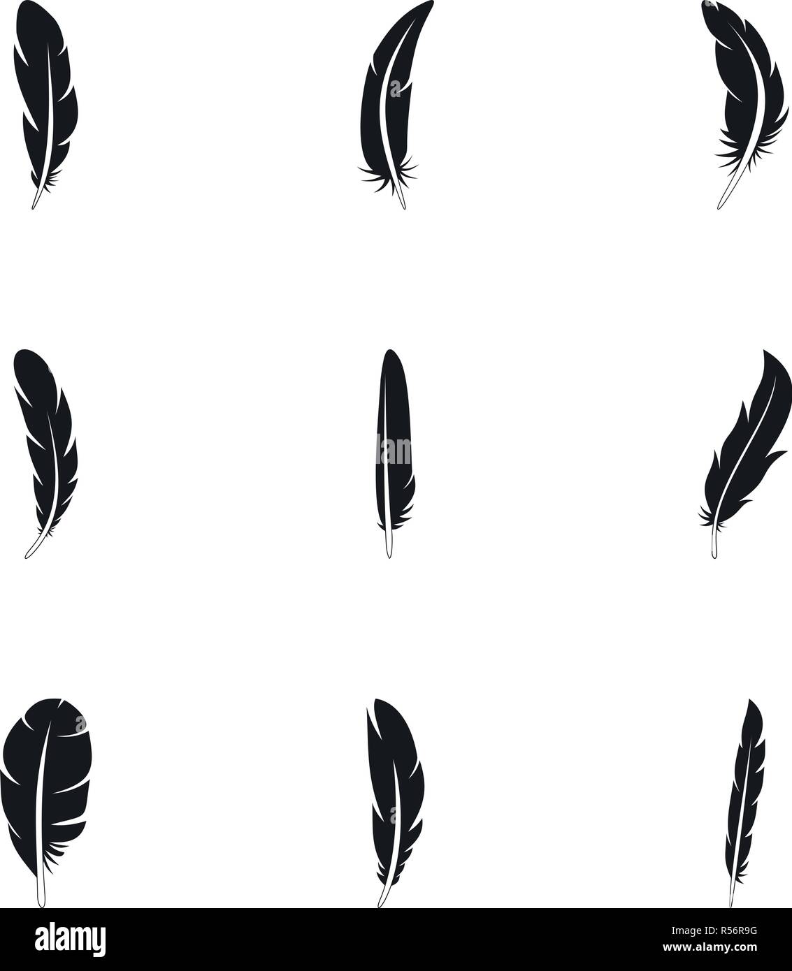 Ethnic feather icon set. Simple set of 9 ethnic feather vector icons ...