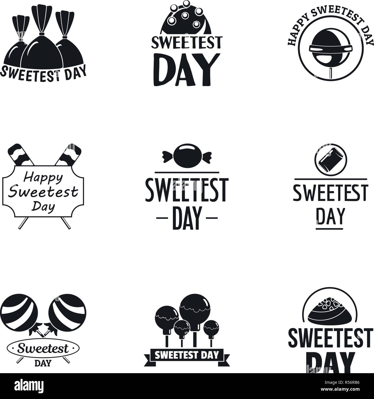 Sweetest day logo set. Simple set of 9 sweetest day vector logo for web ...