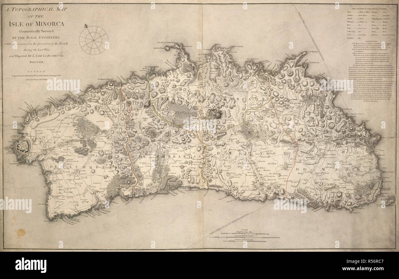 A topographical map of the Isle of Minorca. A topographical Map of the ...