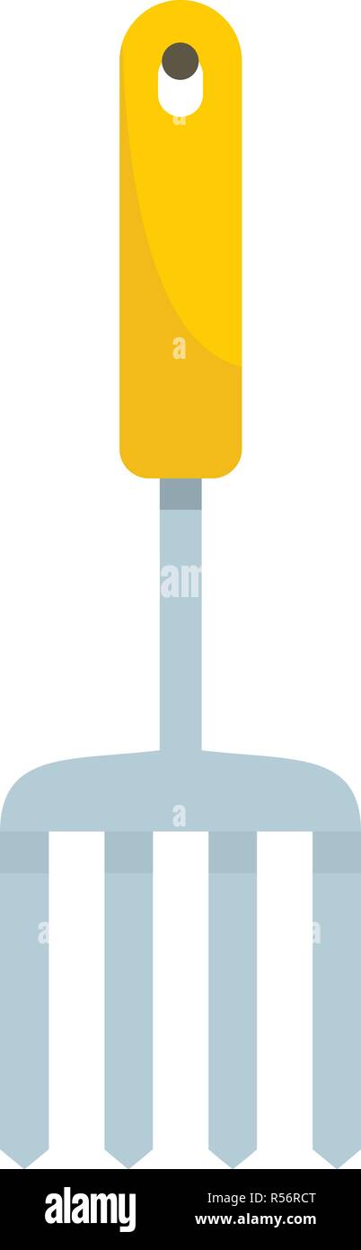 Hand garden rake icon. Flat illustration of hand garden rake vector ...