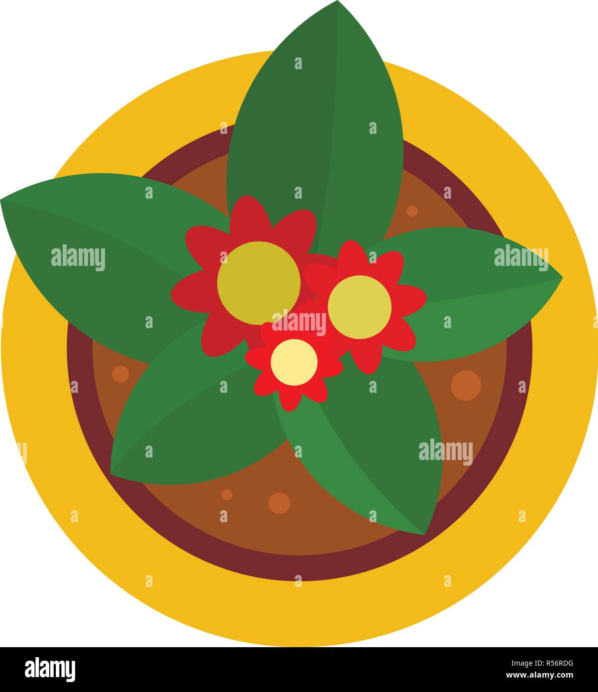 Top view flower pot icon. Flat illustration of top view flower pot ...