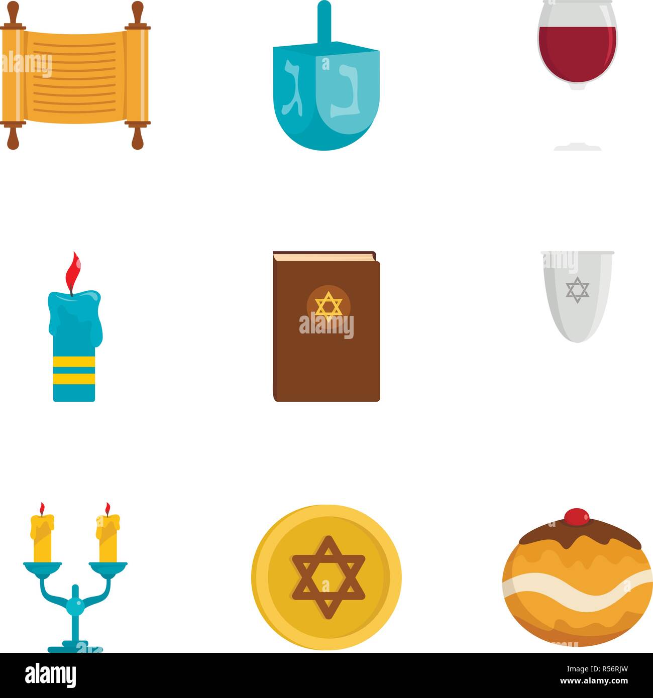 Israel icon set. Flat set of 9 israel vector icons for web design Stock ...