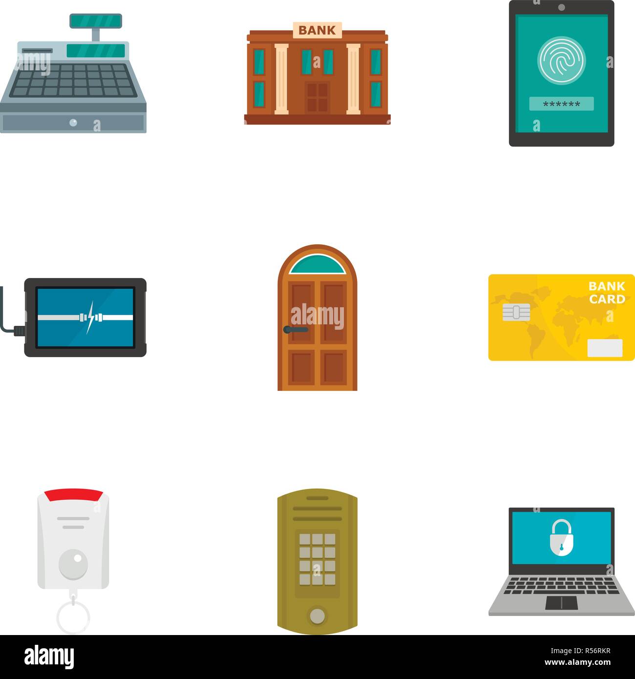 Secured money icon set. Flat set of 9 secured money vector icons for ...