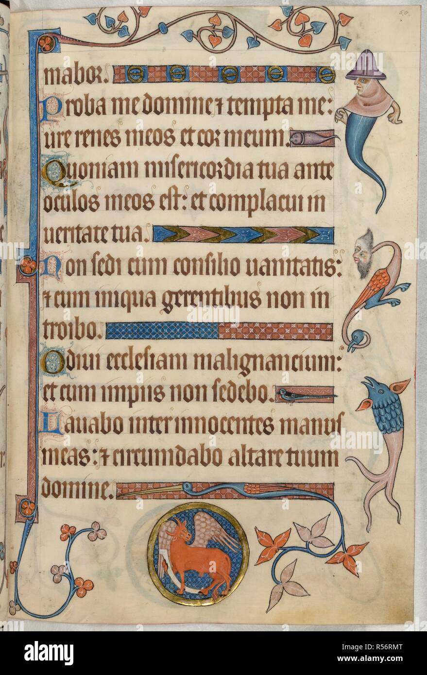 Psalm 25; Bull of St Luke. Luttrell Psalter. England [East Anglia ...
