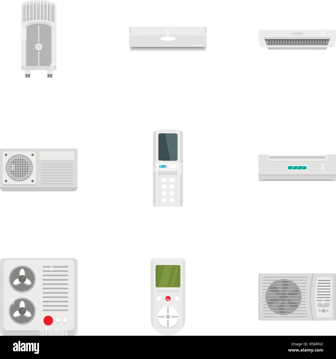 Air conditioner system icon set. Flat set of 9 air conditioner system ...