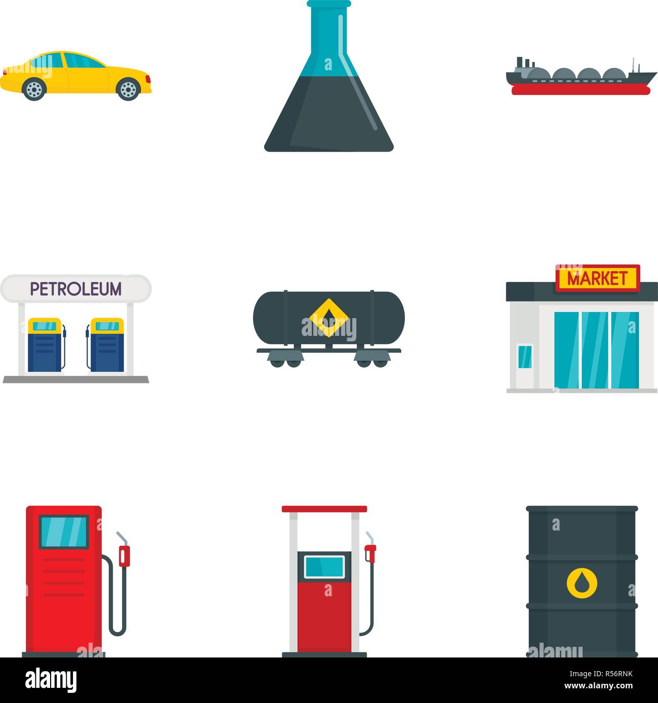 Business petrol icon set. Flat set of 9 business petrol vector icons ...