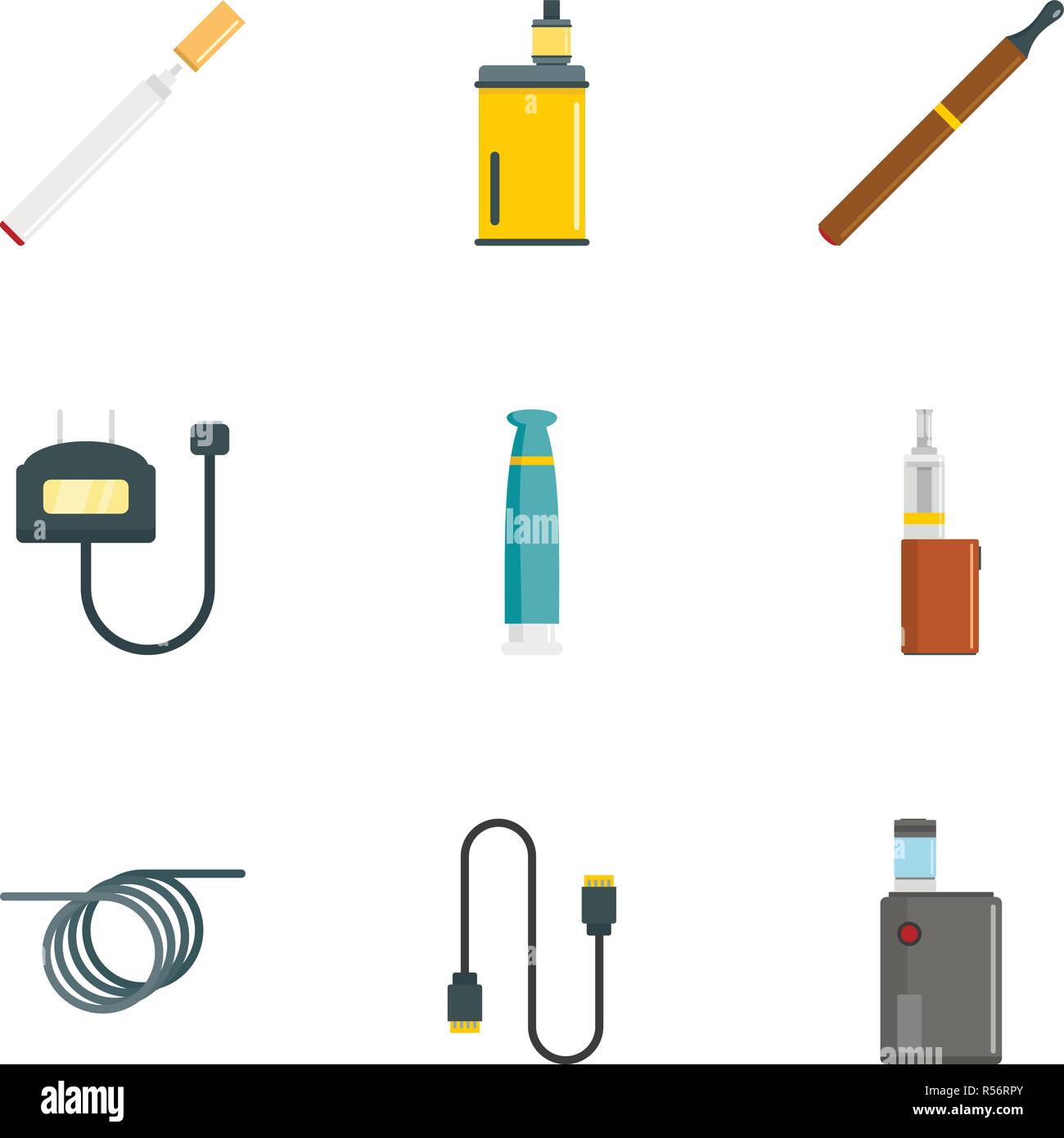 Smoking device icon set. Flat set of 9 smoking device vector icons for ...