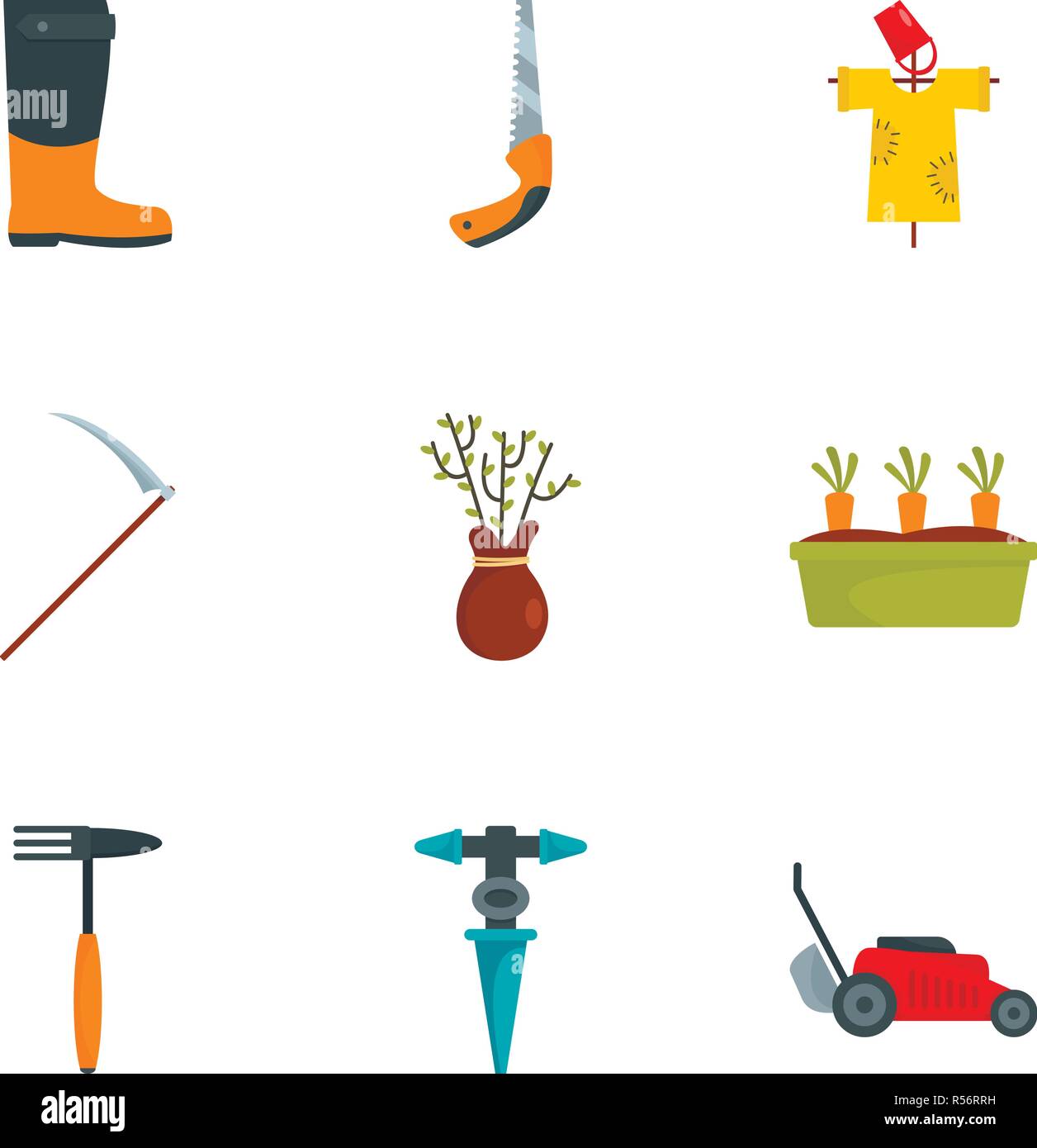 Farm tool icon set. Flat set of 9 farm tool vector icons for web design ...