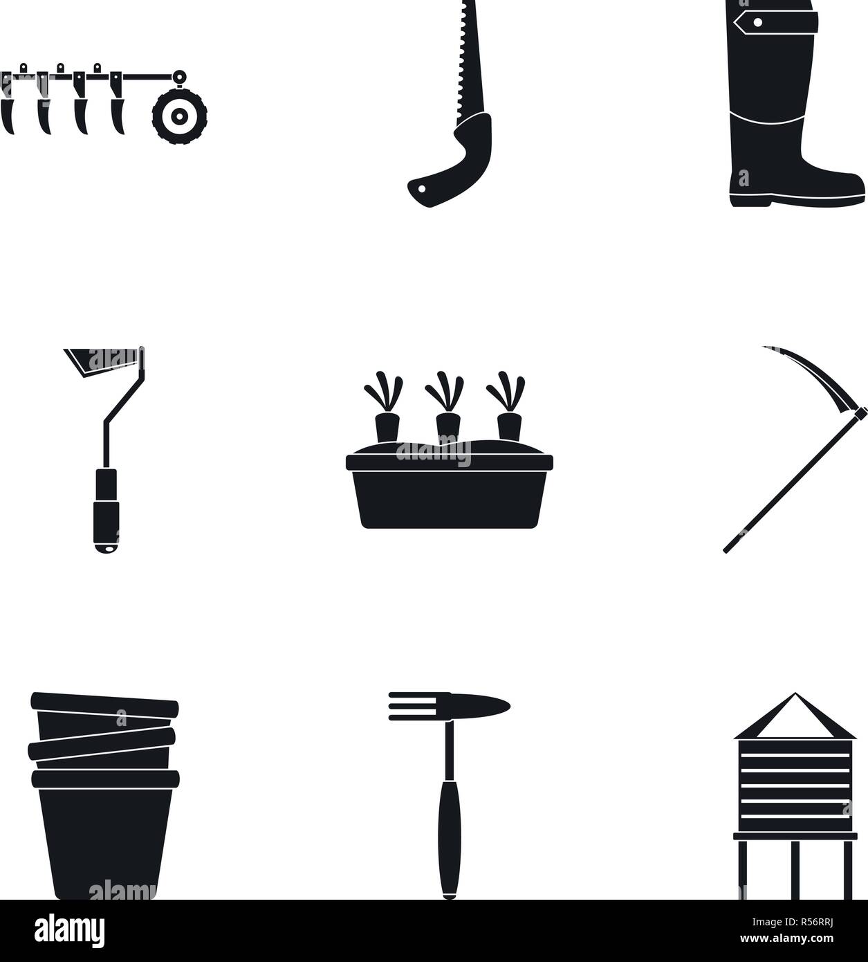 Farm tool icon set. Simple set of 9 farm tool vector icons for web ...