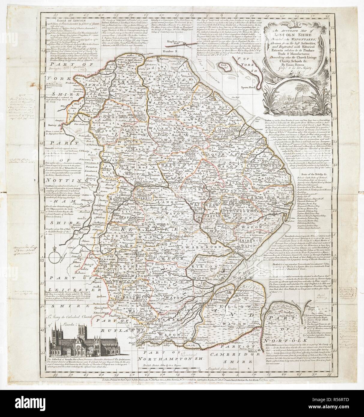 A map of Lincolnshire, with a view of St. Mary, the Cathedral Church of ...