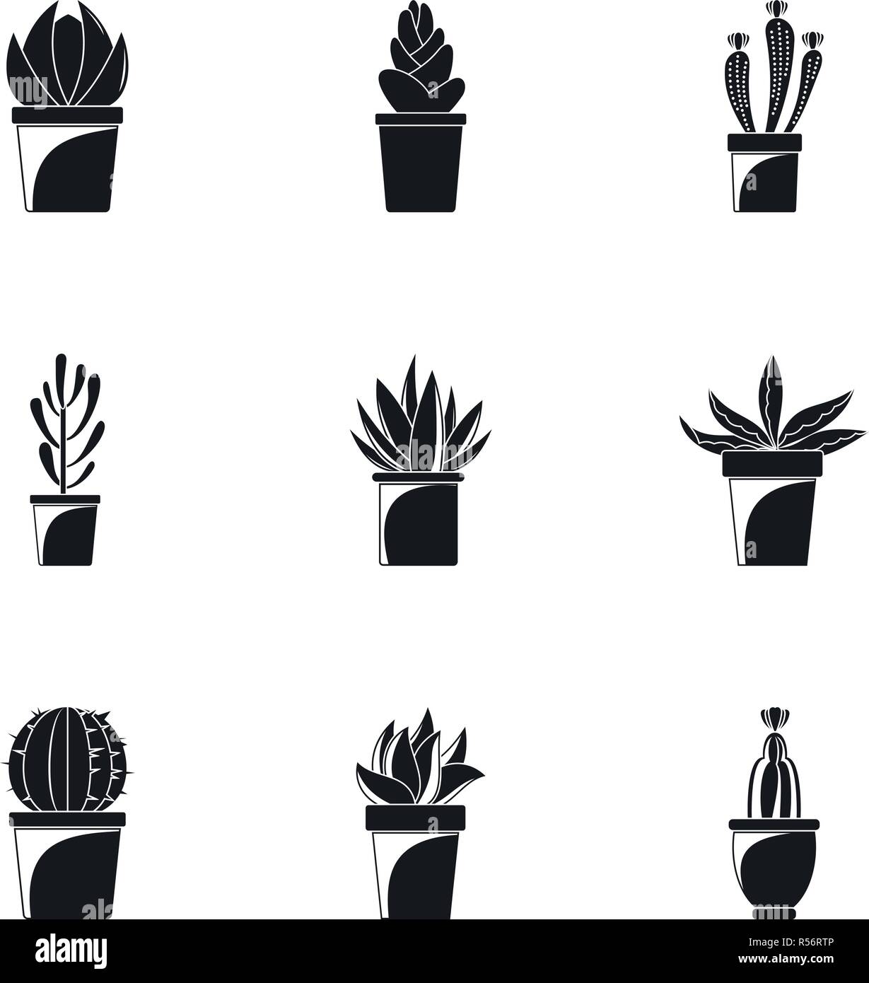 Home cactus plant icon set. Simple set of 9 home cactus plant vector ...