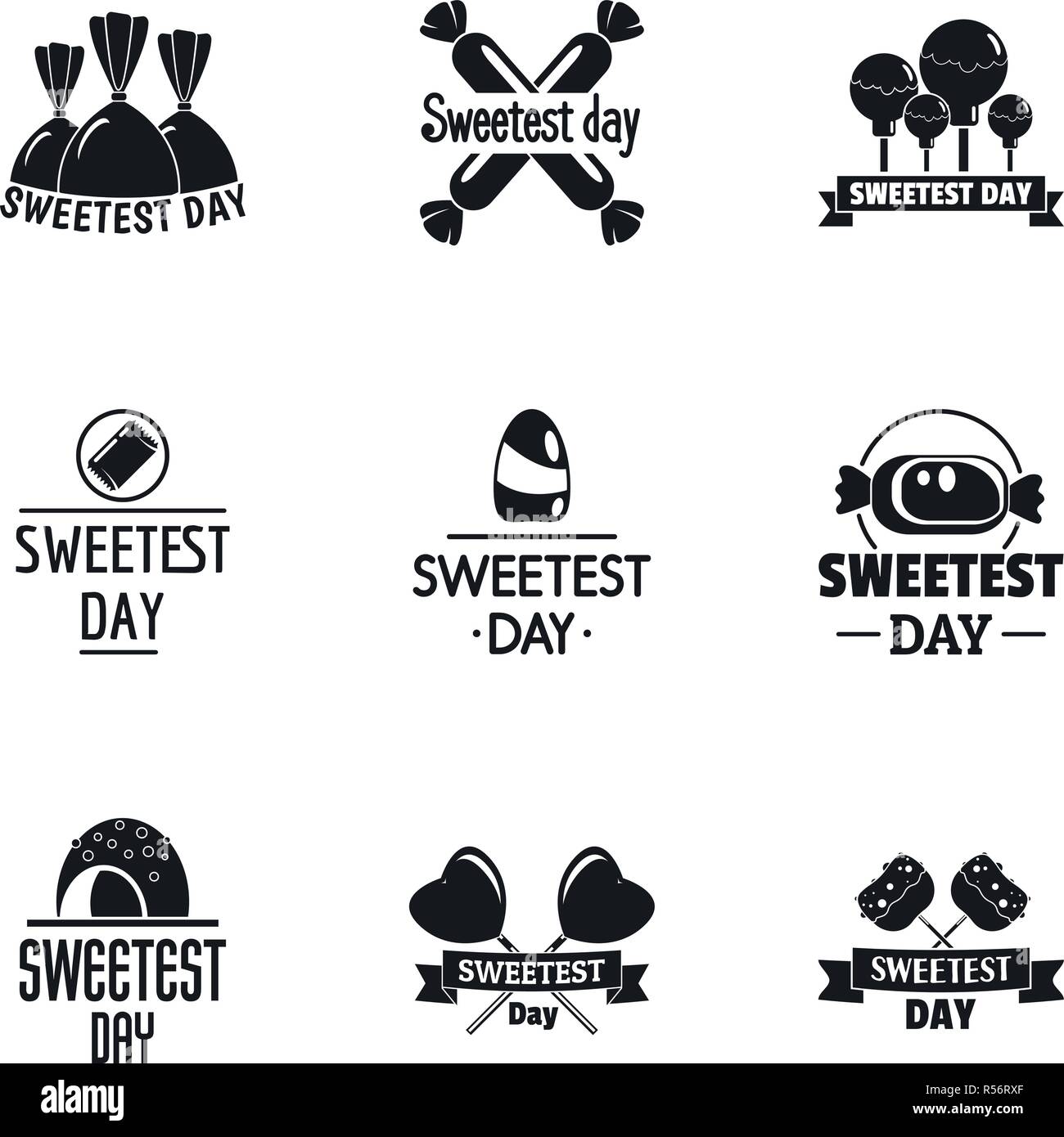 Happy sweetest day logo set. Simple set of 9 happy sweetest day vector ...