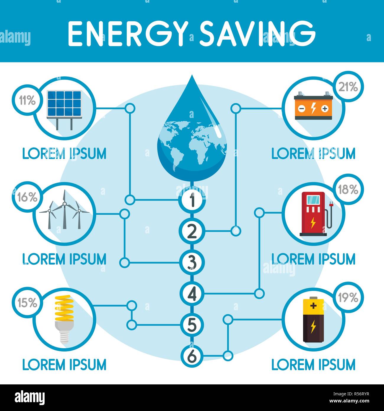 Energy saving infographic. Flat illustration of energy saving vector ...