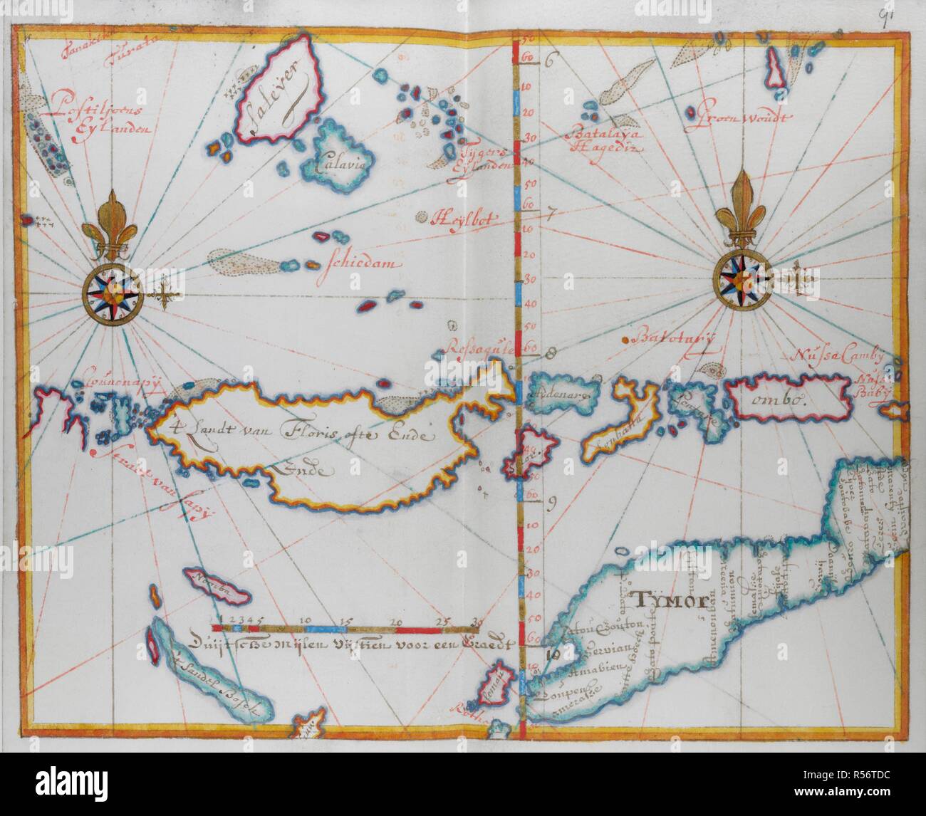 Island of Timor and surrounding area. DUTCH PORTOLANO, containing forty ...