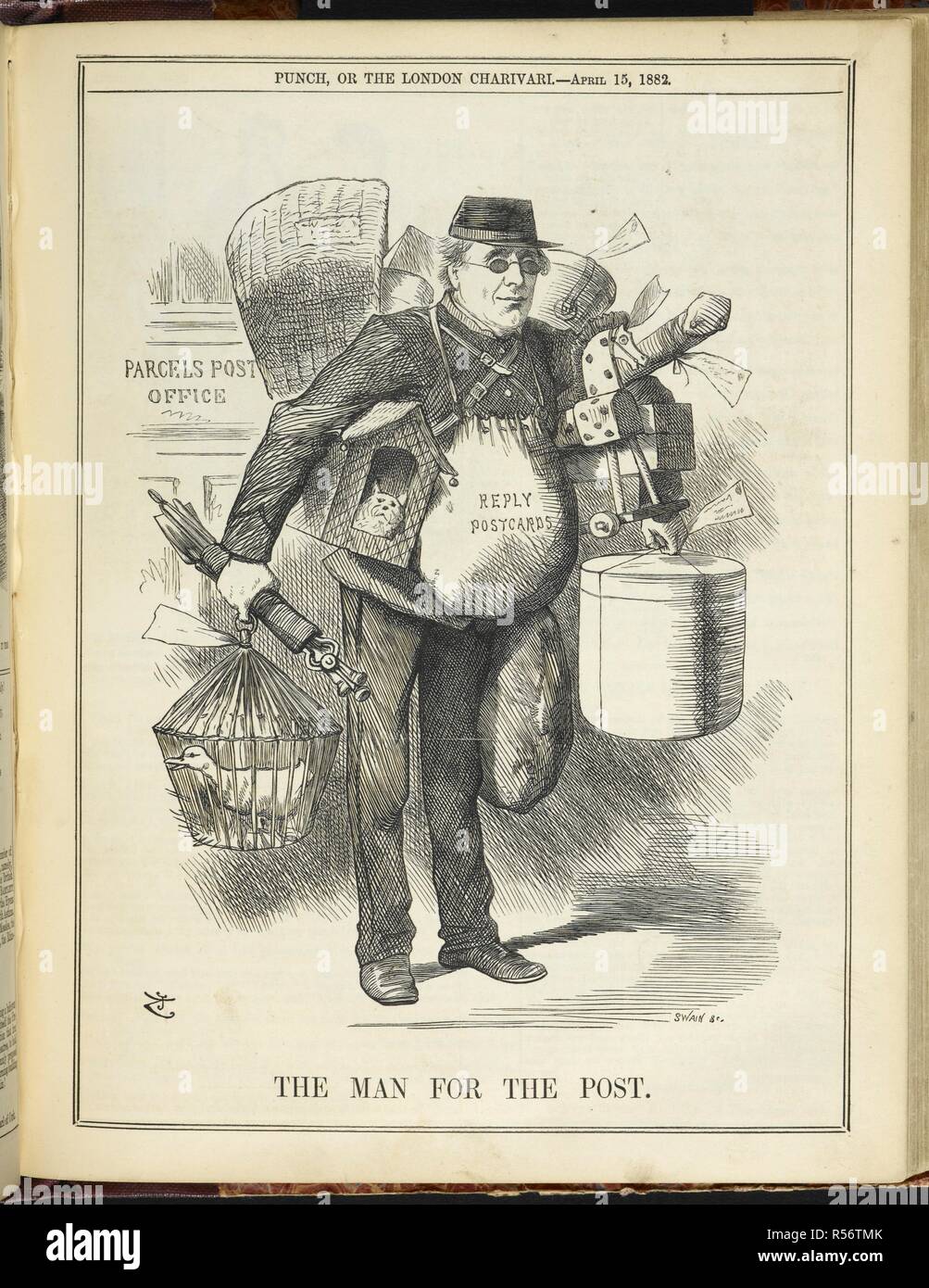 The man for the post. A postman carrying a large amount items ...