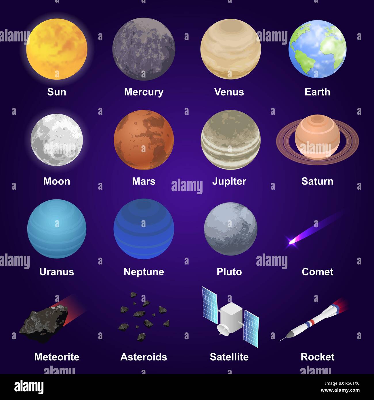 Planets icon set. Isometric set of planets vector icons for web design ...