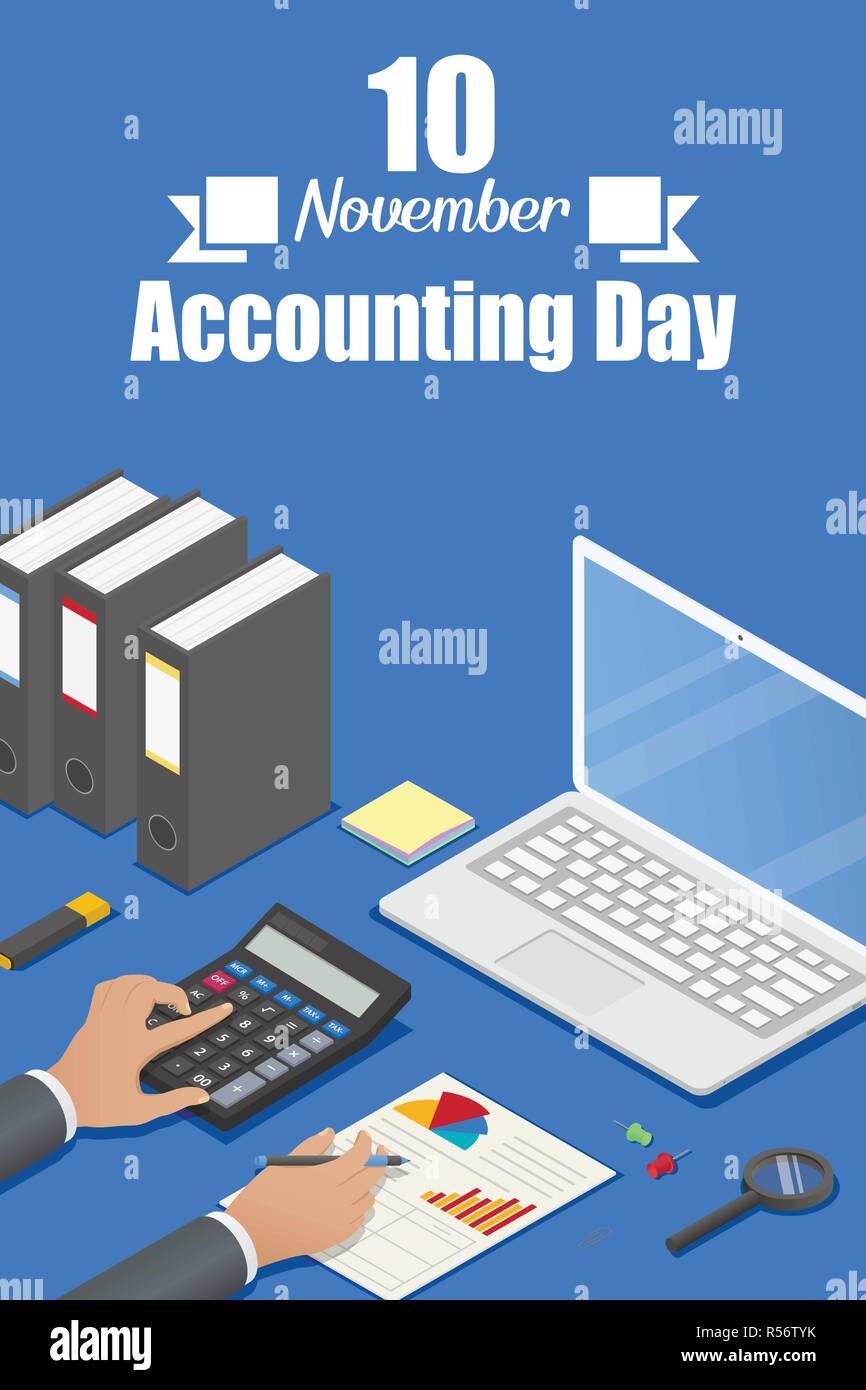 Accounting day concept background. Isometric illustration of accounting ...