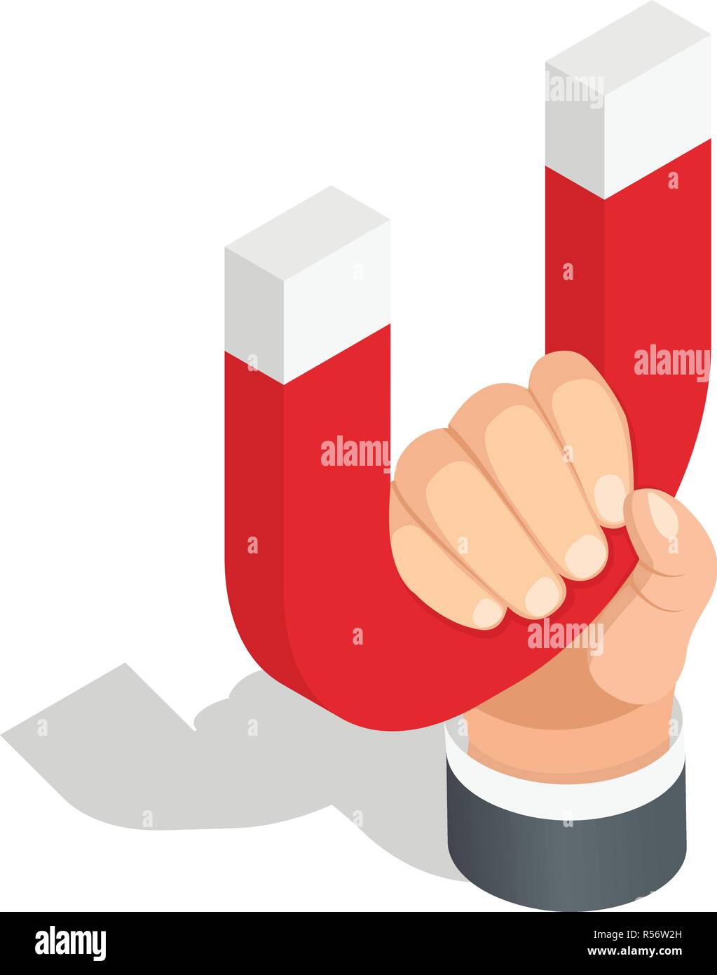 Magnet in hand icon set. Isometric set of magnet in hand vector icons ...