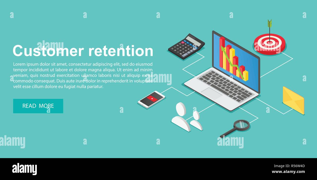 Client attraction concept banner. Isometric illustration of client ...