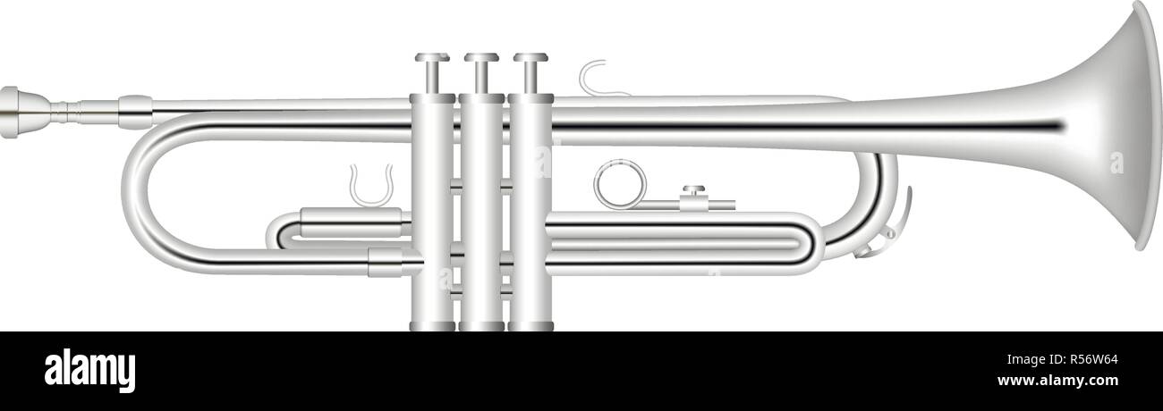 Silver trumpet icon. Realistic illustration of silver trumpet vector ...